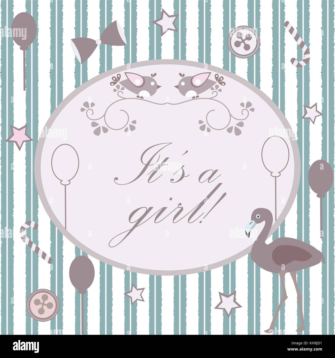 It's Girl announcement. Congratulations greeting Template. Vector ...