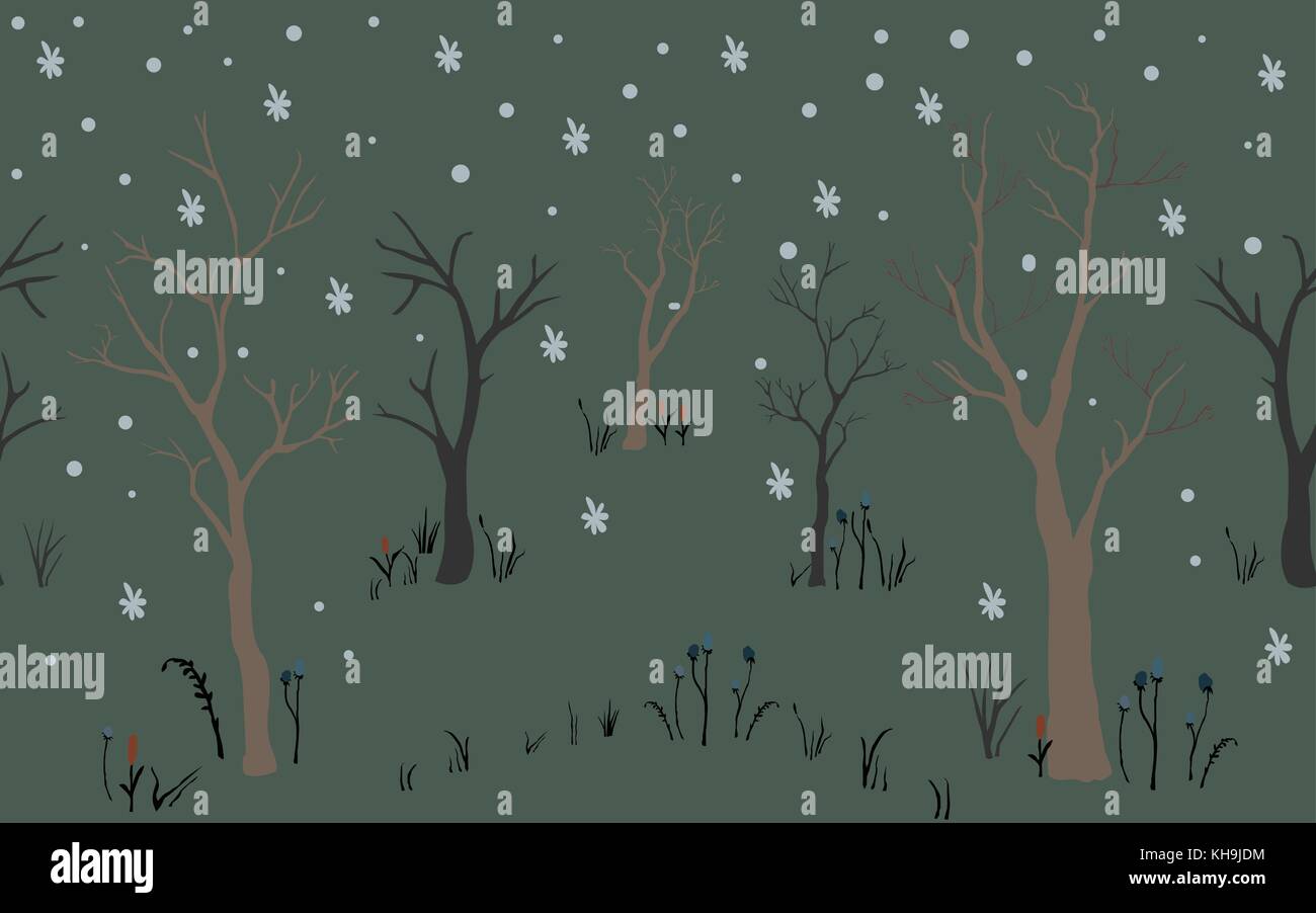 Silhouettes of Trees on subtle background. Tree Pattern. Vector ...