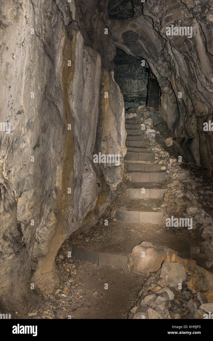 Stairs coming down to the cave different look Stock Photo - Alamy