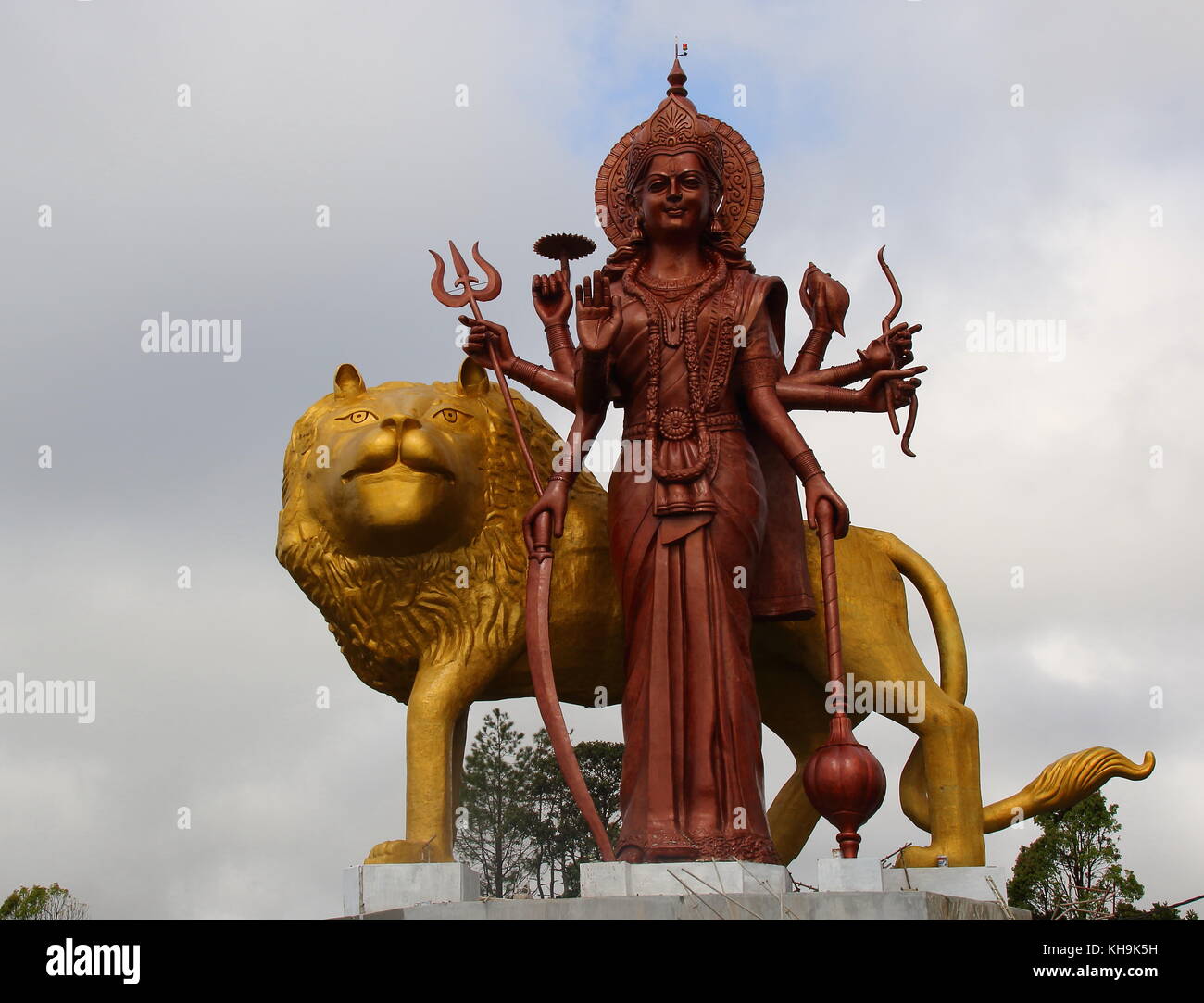 Grand Bassin, Mauritius, Hindu deity statues around the Sacred Lake are ...