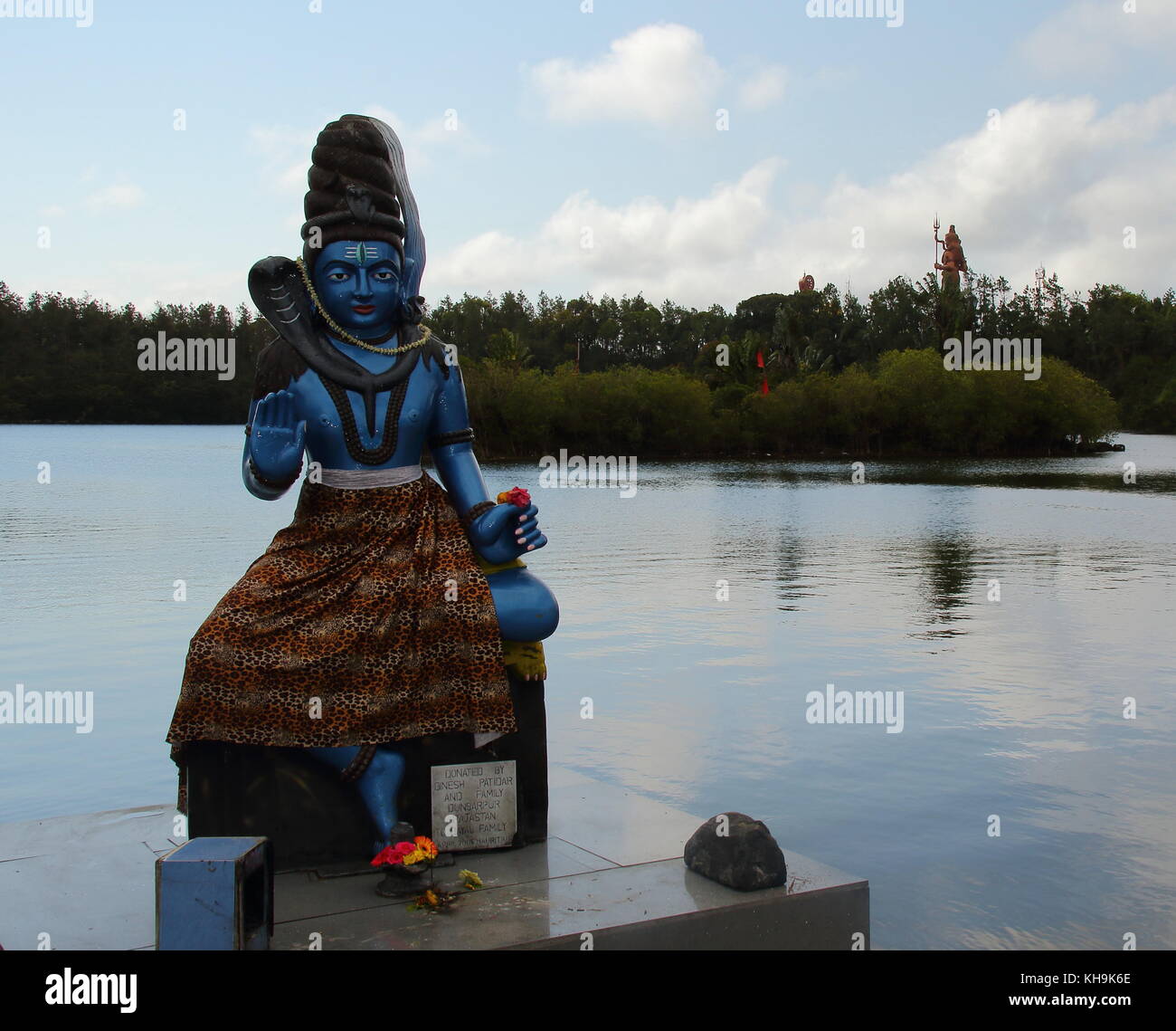 Grand Bassin, Mauritius, Hindu deity statues around the Sacred Lake are ...