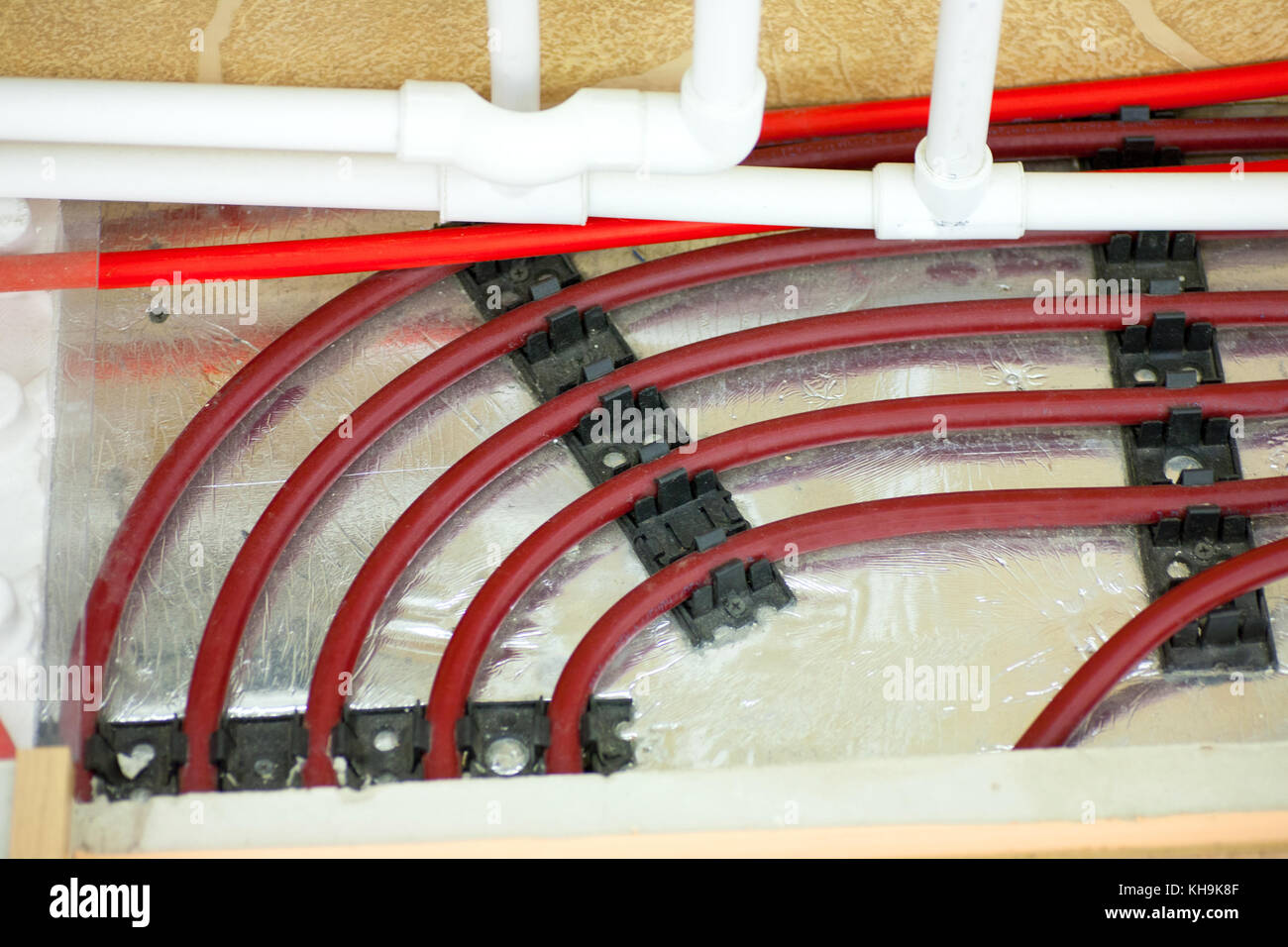 Floor heating pipe. Installation of engineering systems in a building ...