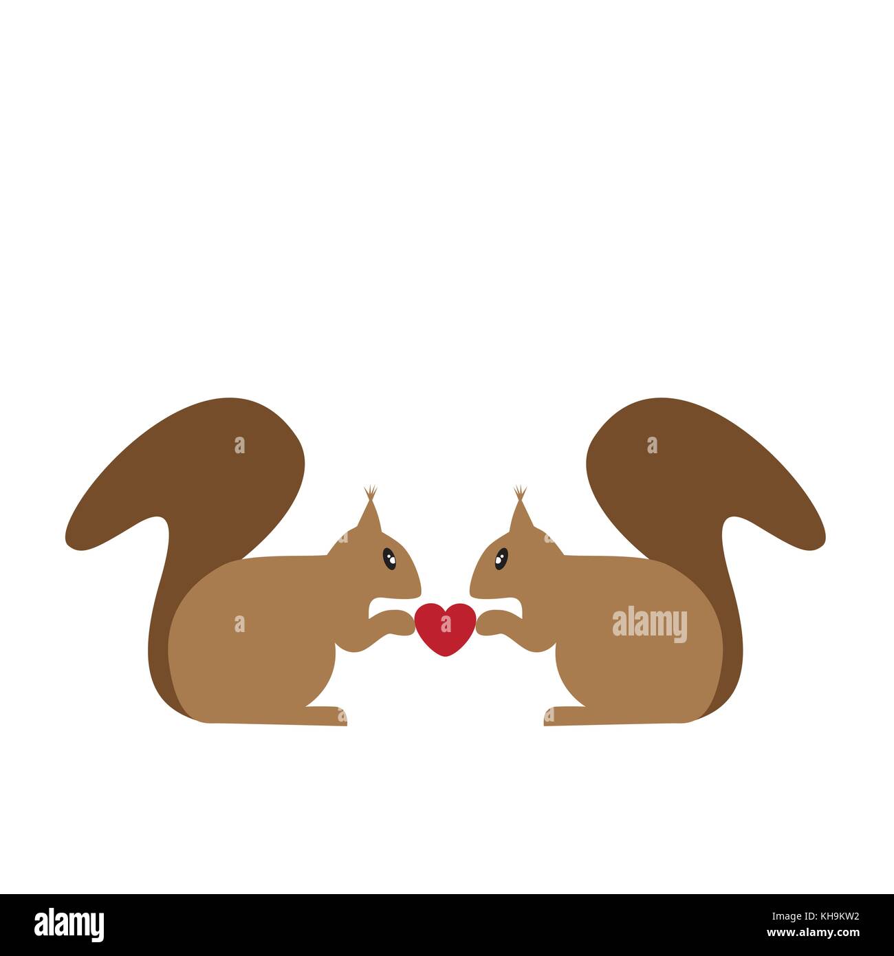 vector illustration of two squirrels being in love with little red ...