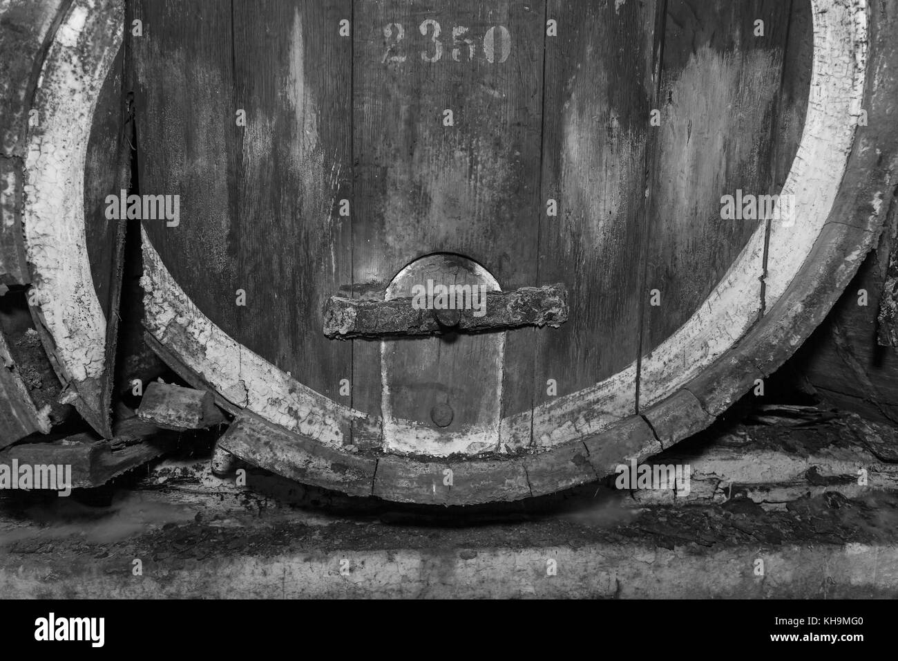 broken old oak barrels,An old wine cellar with oak barrels,barrels for ...
