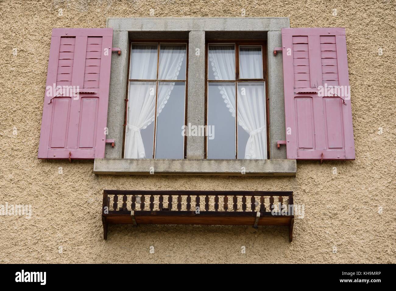 Windows from Switzerland with many flowers Stock Photo - Alamy