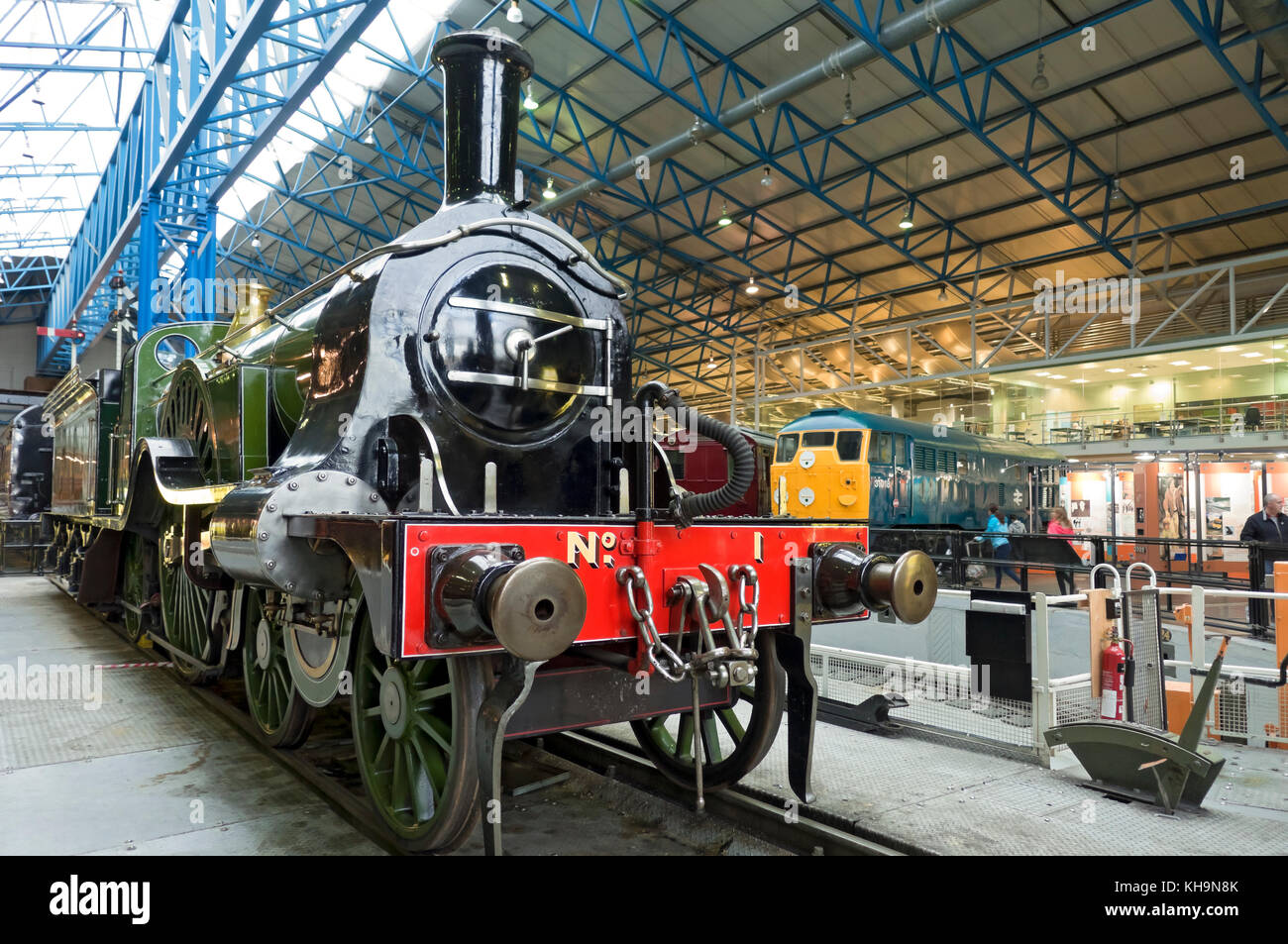 Steam train engine locomotive on the turntable in the Great Hall ...