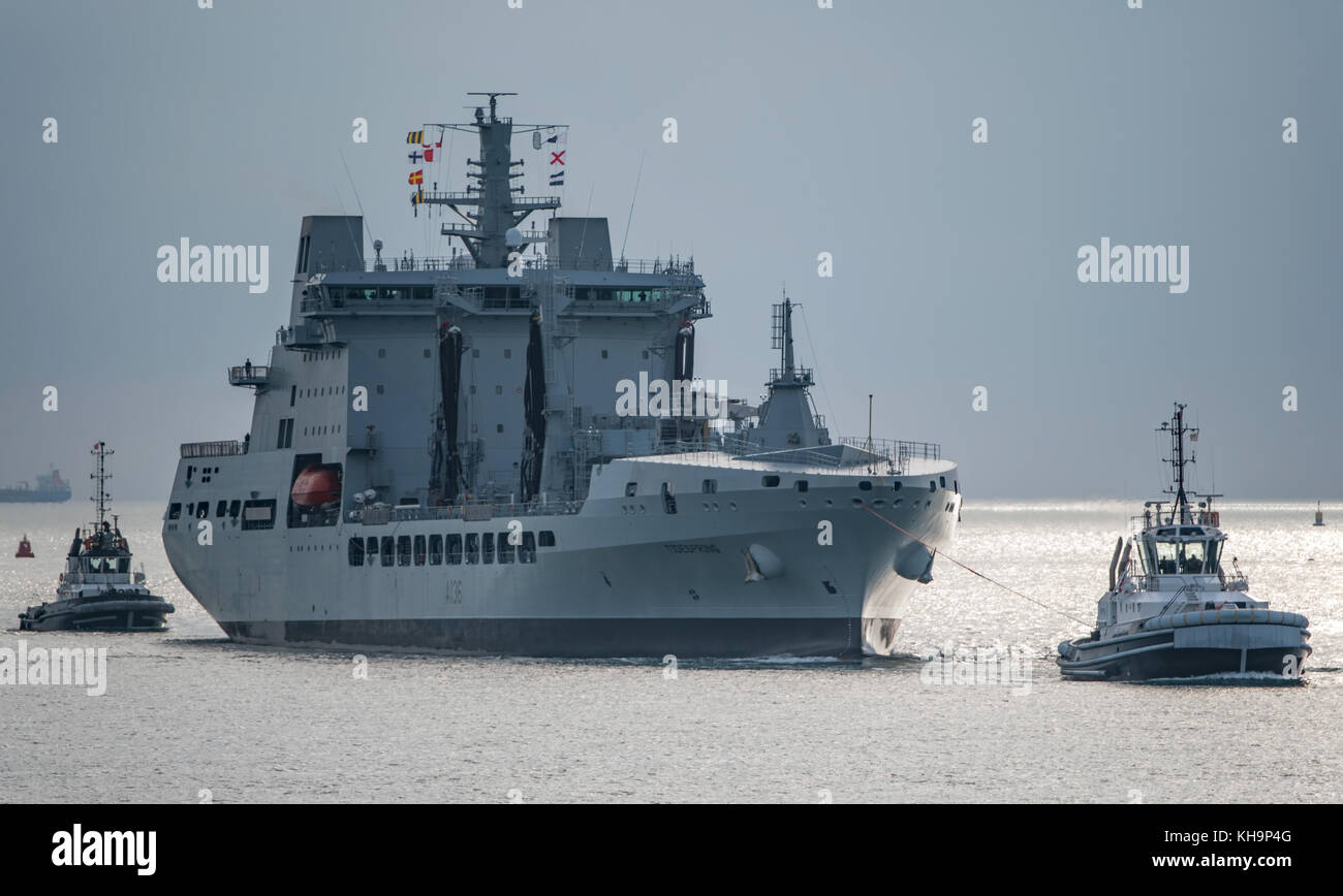 RFA Tidespring, a new naval auxiliary replenishment ship arriving at ...