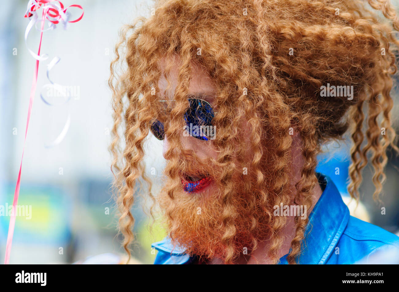 7ft tall drag artist Gingzilla with ginger braided hair, beard and ...