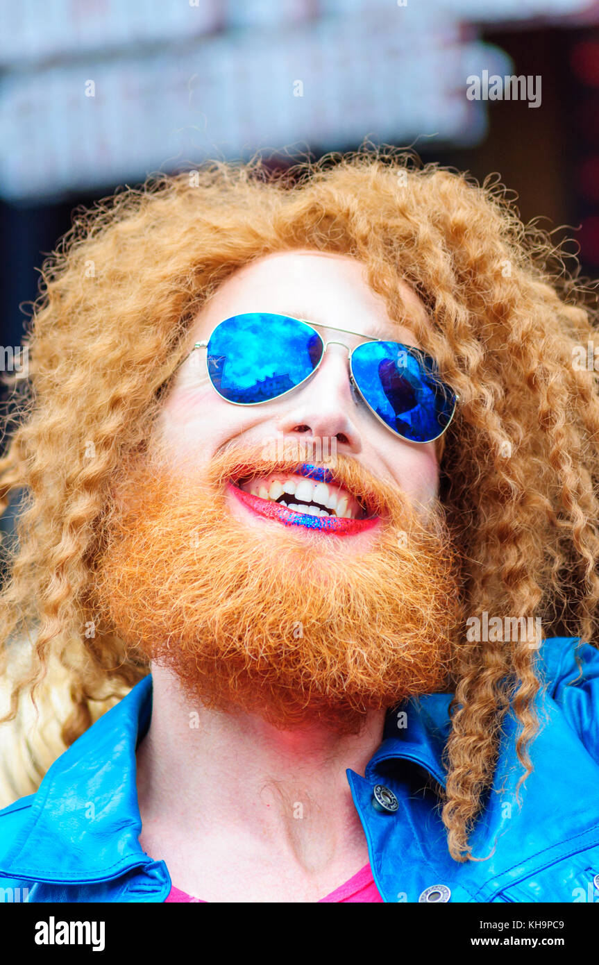 7ft tall drag artist Gingzilla with ginger braided hair, beard and ...
