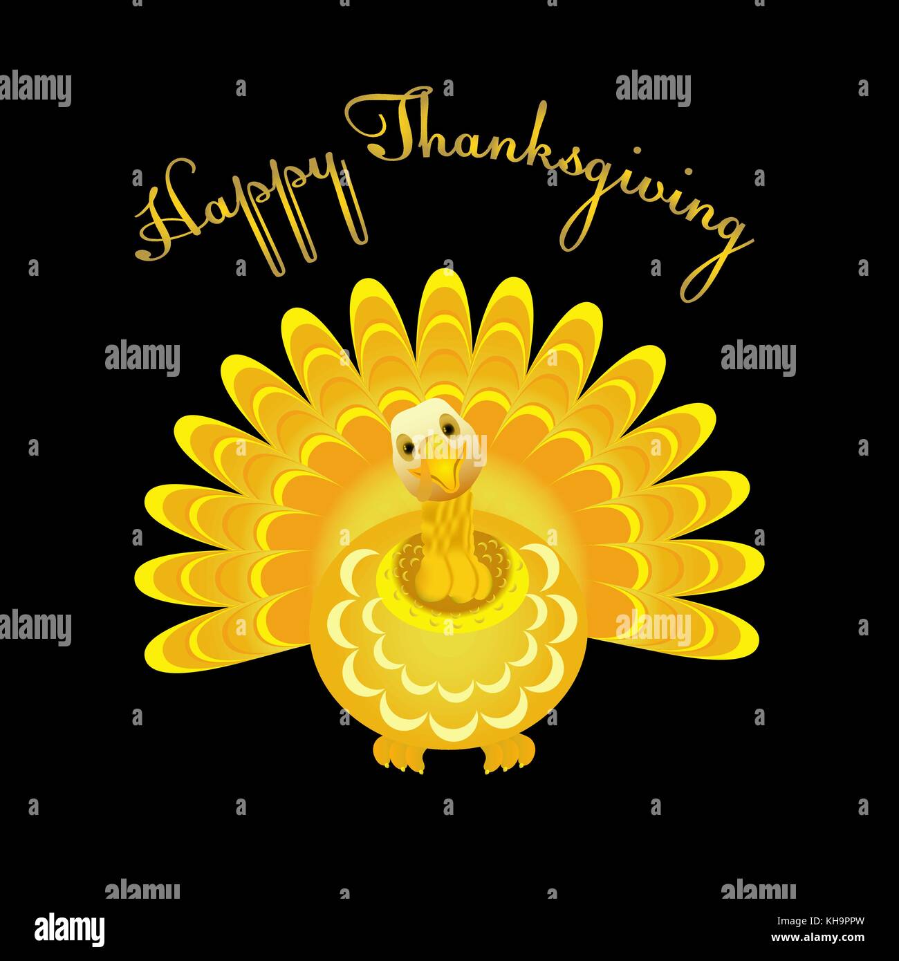 Gold turkey bird for Happy Thanksgiving celebration Stock Vector Image ...