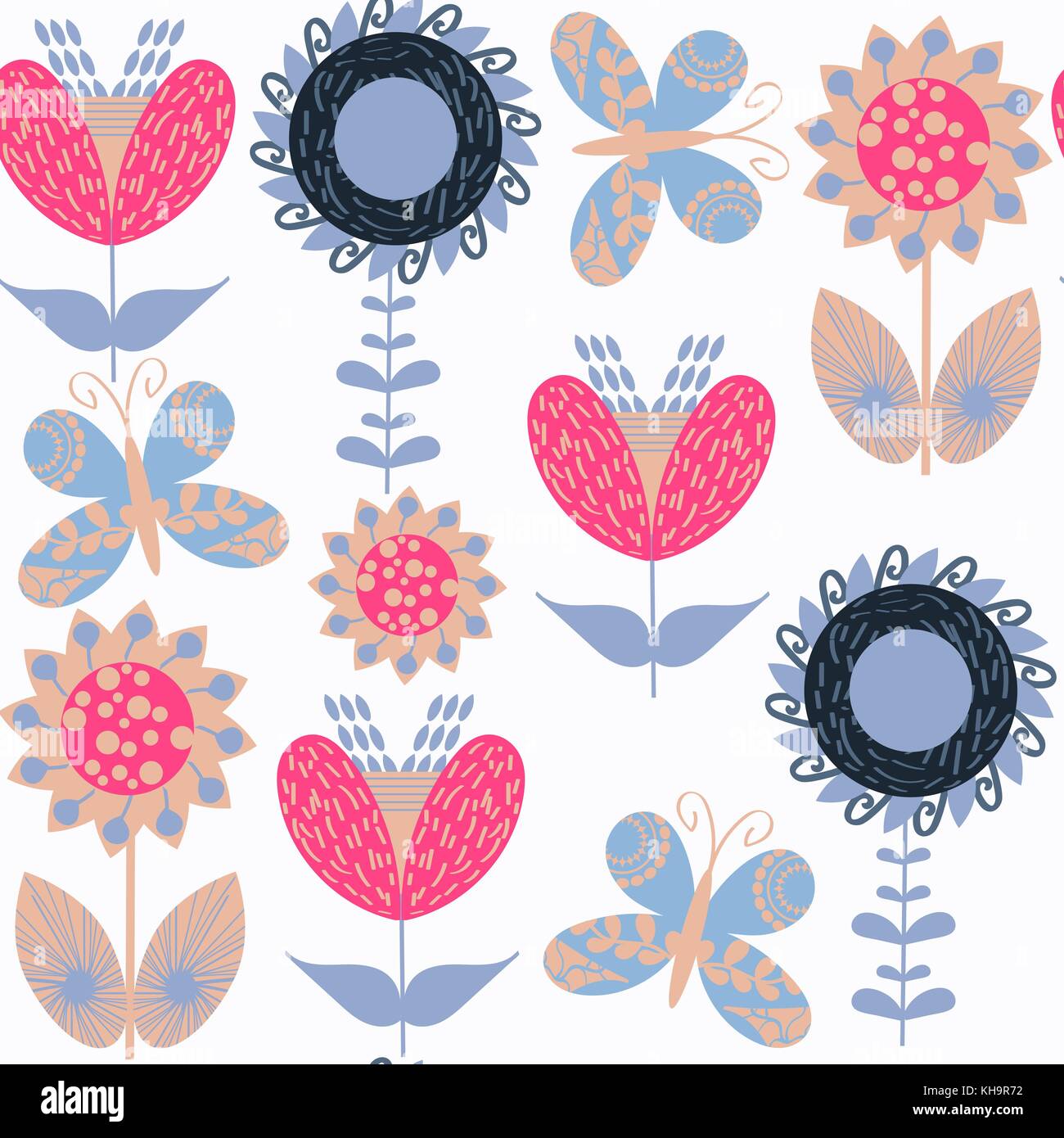 Abstract floral fantasy vivid seamless pattern. It is located in swatch menu, vector ...