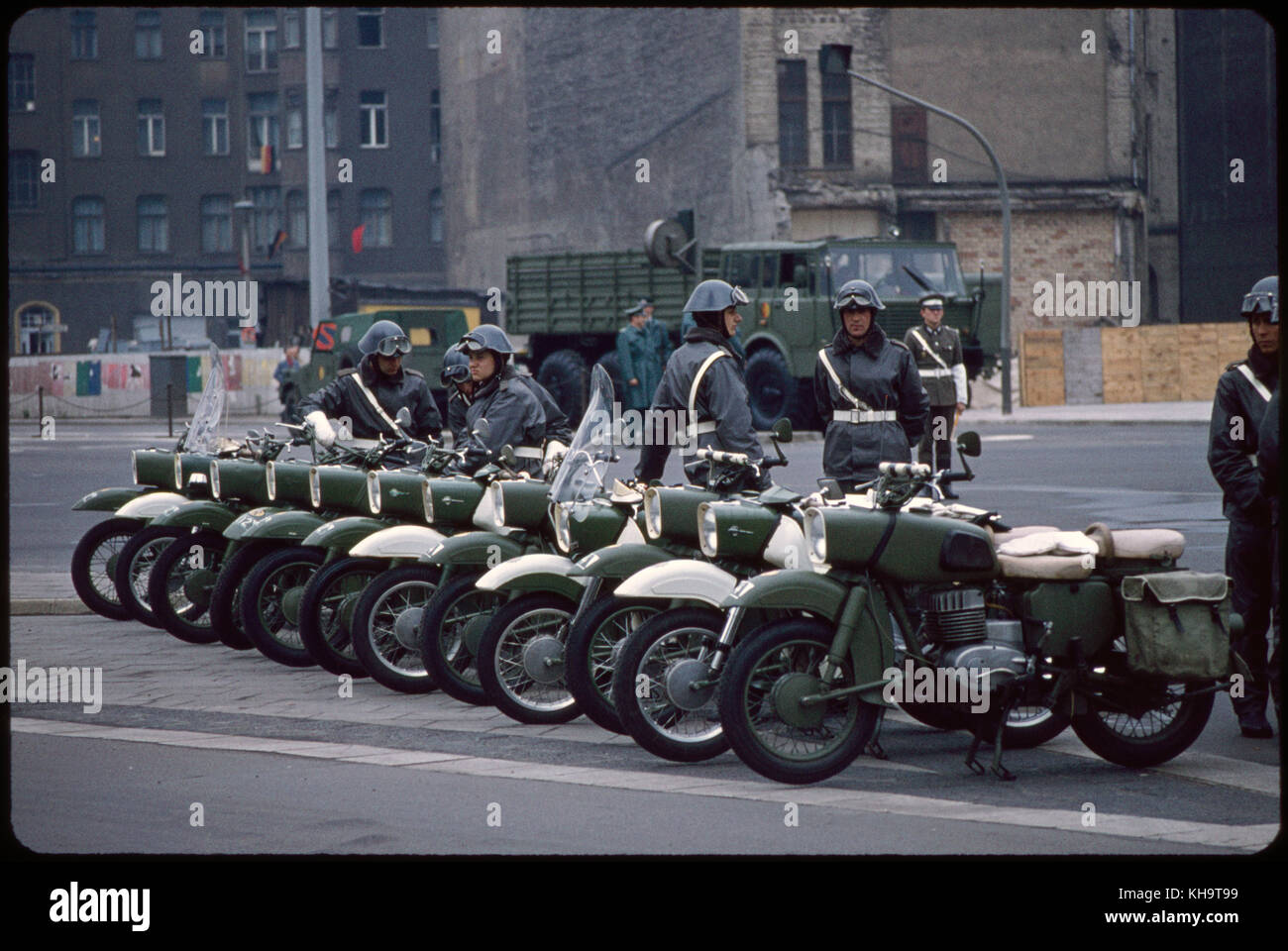 Military Police with Motorcycles Prior to May Day Parade, East Berlin ...