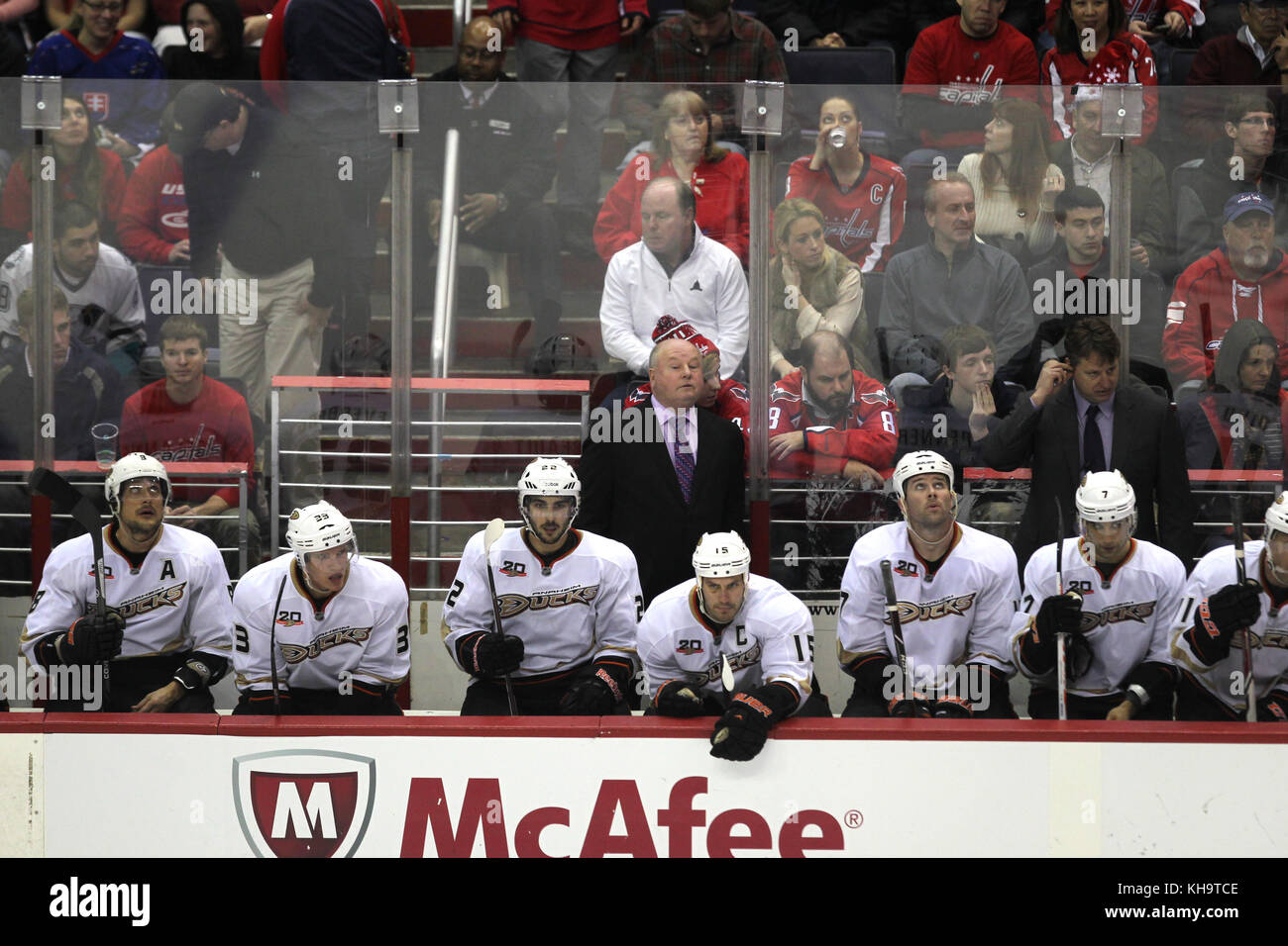 WASHINGTON DC, DECEMBER 23: Anaheim Ducks Bench pictured during a ...