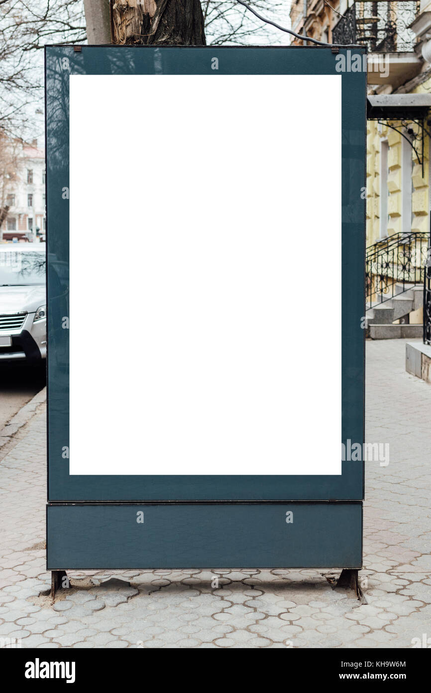 Advertising display with an empty screen on the sidewalk Stock Photo ...