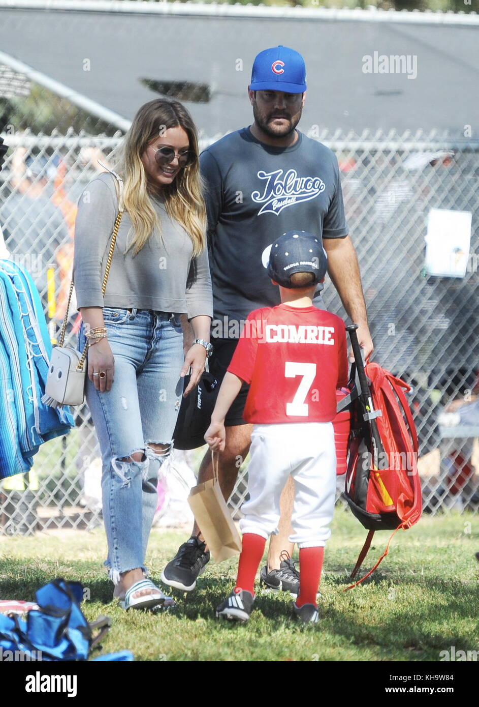 Hilary Duff attends her son Luca's little league baseball game with ex ...