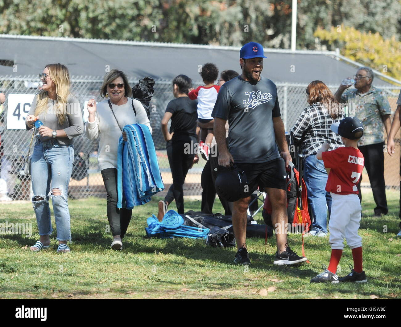Hilary Duff attends her son Luca's little league baseball game with ex ...
