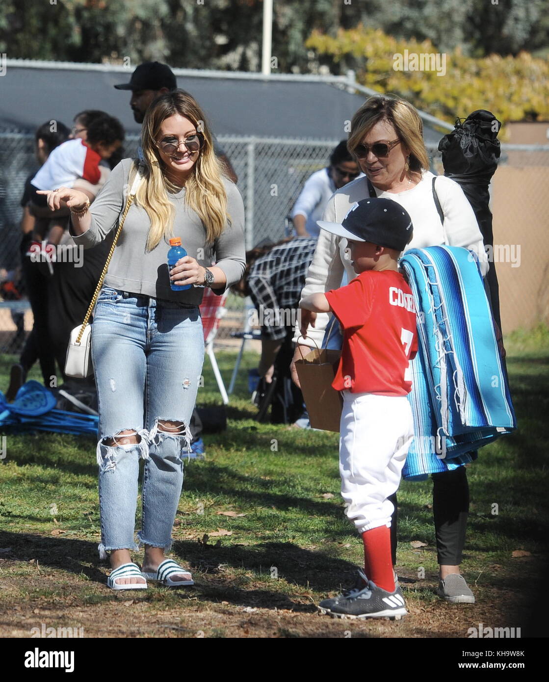 Hilary Duff attends her son Luca's little league baseball game with ex ...