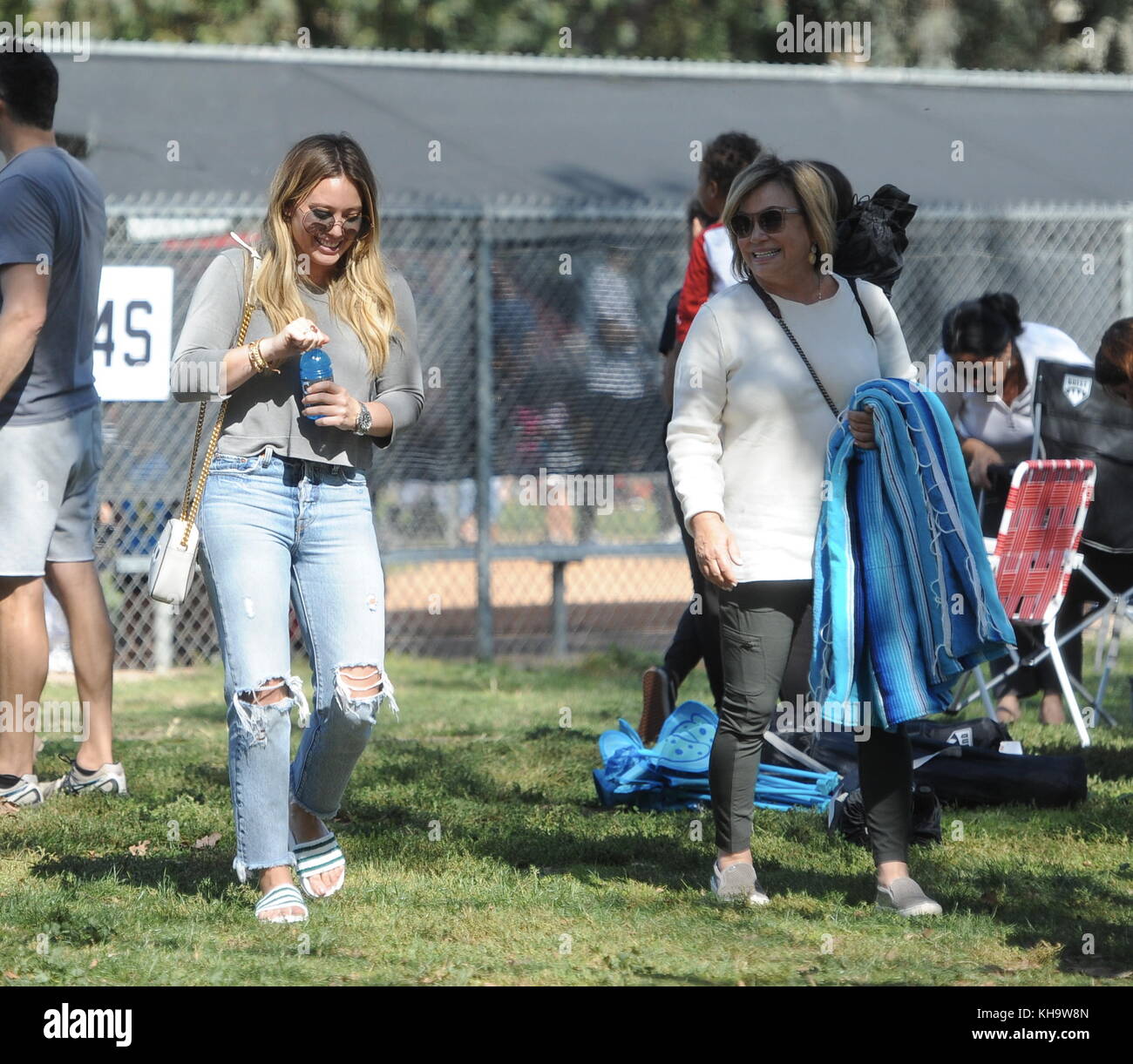 Hilary Duff attends her son Luca's little league baseball game with ex ...