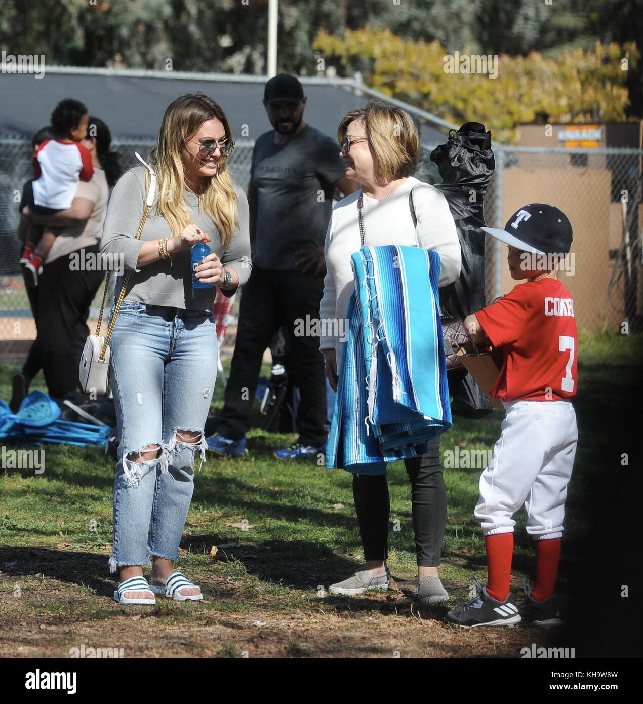 Hilary Duff attends her son Luca's little league baseball game with ex ...