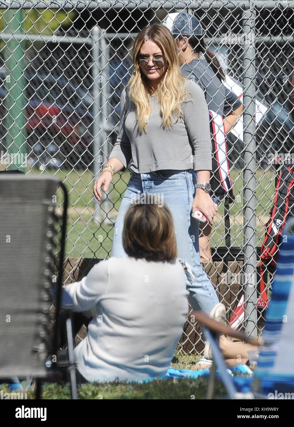 Hilary Duff attends her son Luca's little league baseball game with ex ...