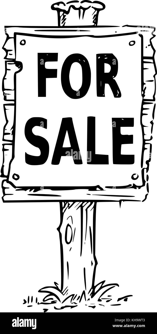 Vector drawing of wooden sign board with business text for sale Stock ...