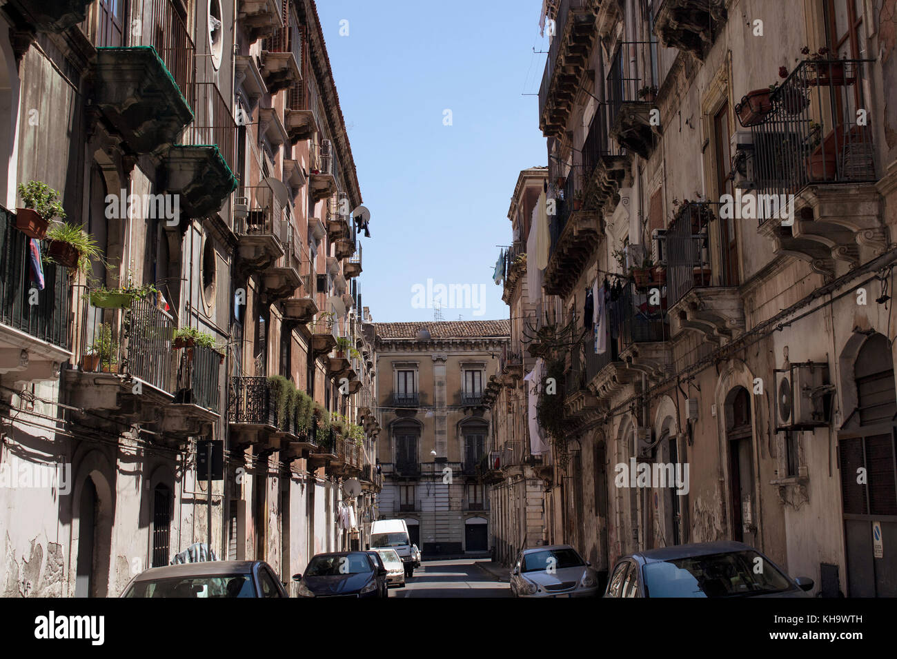 View of one of old, historical streets in Catania / Italy. Image shows ...