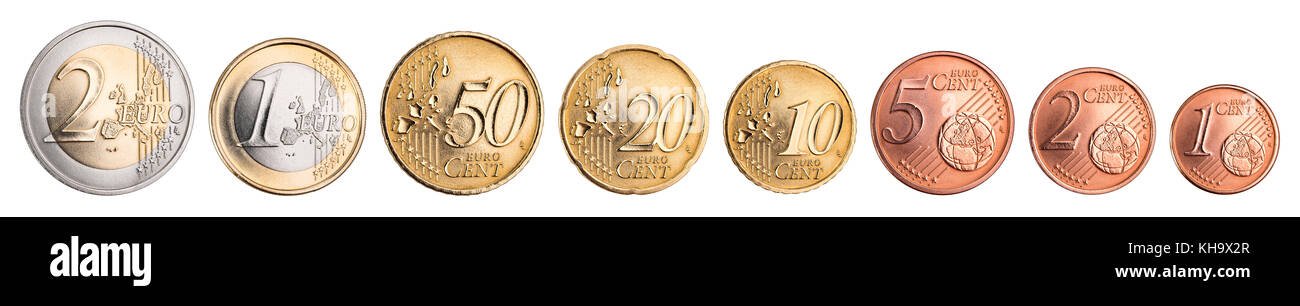 euro and cent coin currency set collection isolated on white background ...