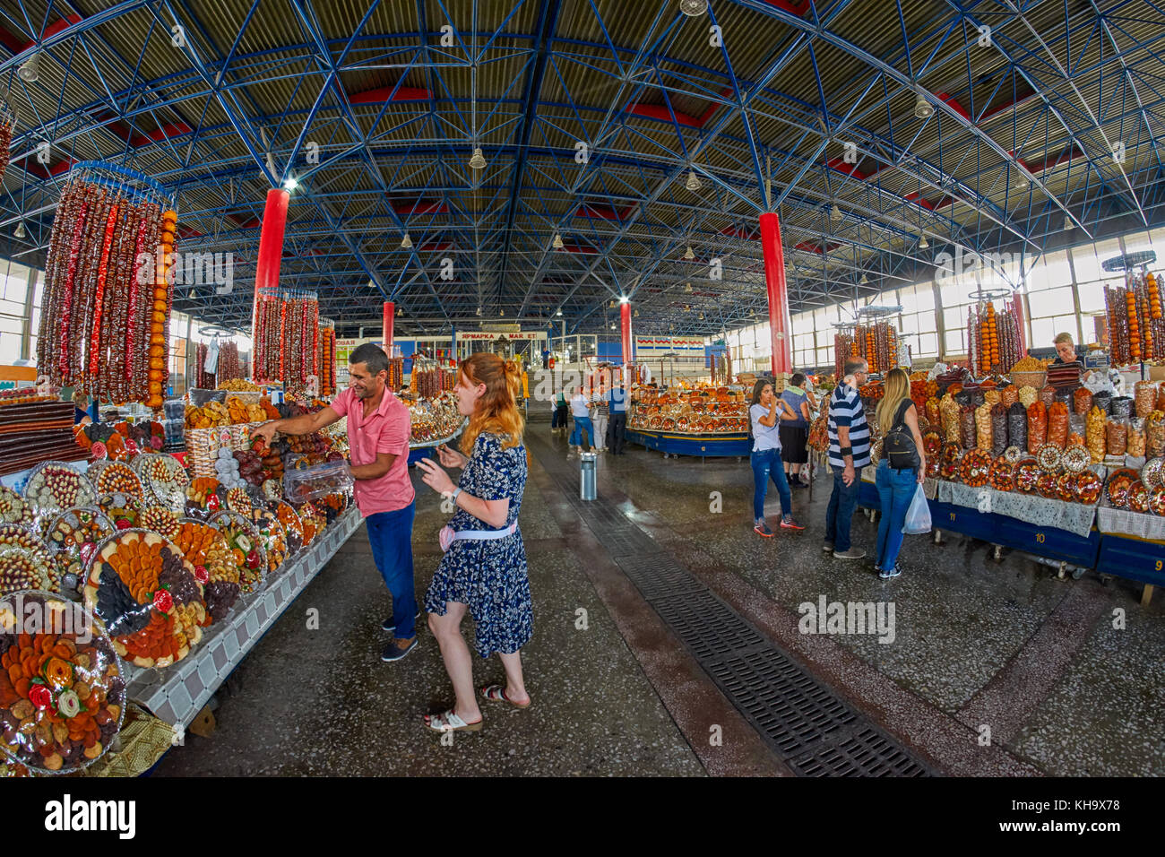 YEREVAN, ARMENIA - AUGUST 03, 2017: Central Market of Yerevan selling ...