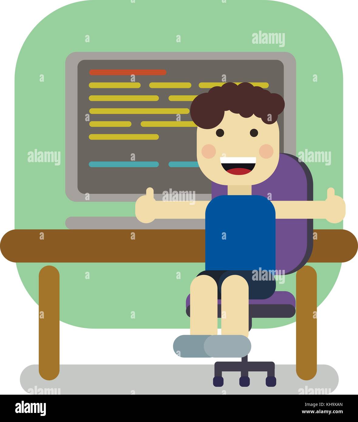 cute student boy working with computer Stock Vector Image & Art - Alamy
