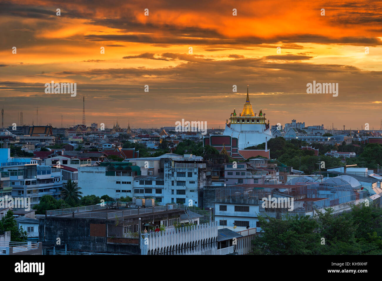 Golden mount sunset, bangkok thailand Stock Photo - Alamy