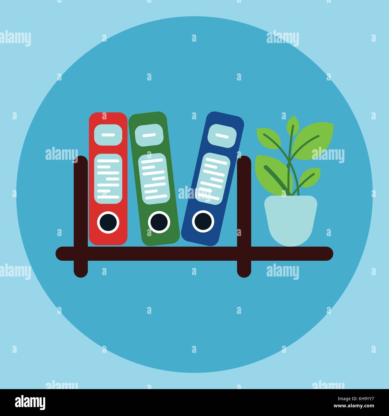 Shelf With Files Folder And Plant Icon Stock Vector Image & Art - Alamy