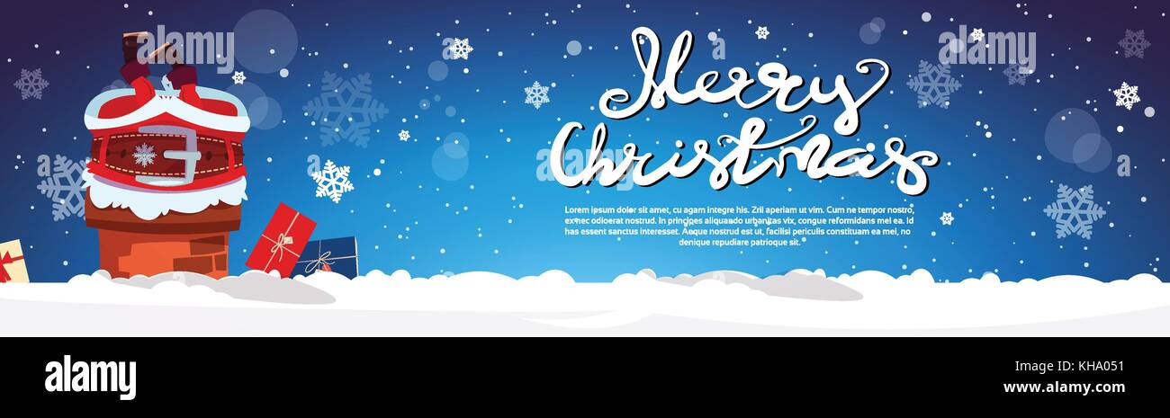 Santa Claus Stack In Chimney Merry Christmas And Happy New Year ...