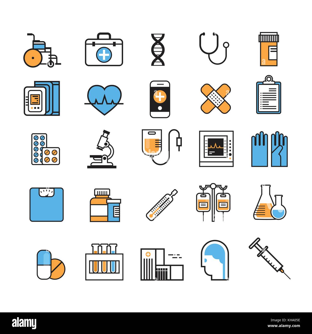Medical Icon Set Thin Line Medicine Equipment Sign On White Background ...