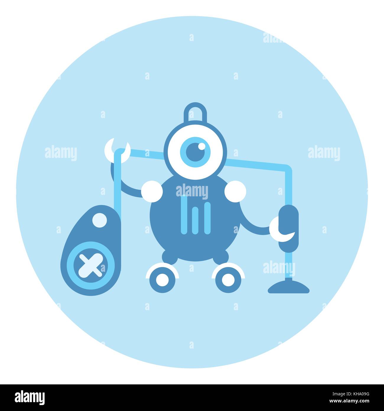 Robot Holding Vacuum Cleaner Icon Modern Housework Technology Stock ...
