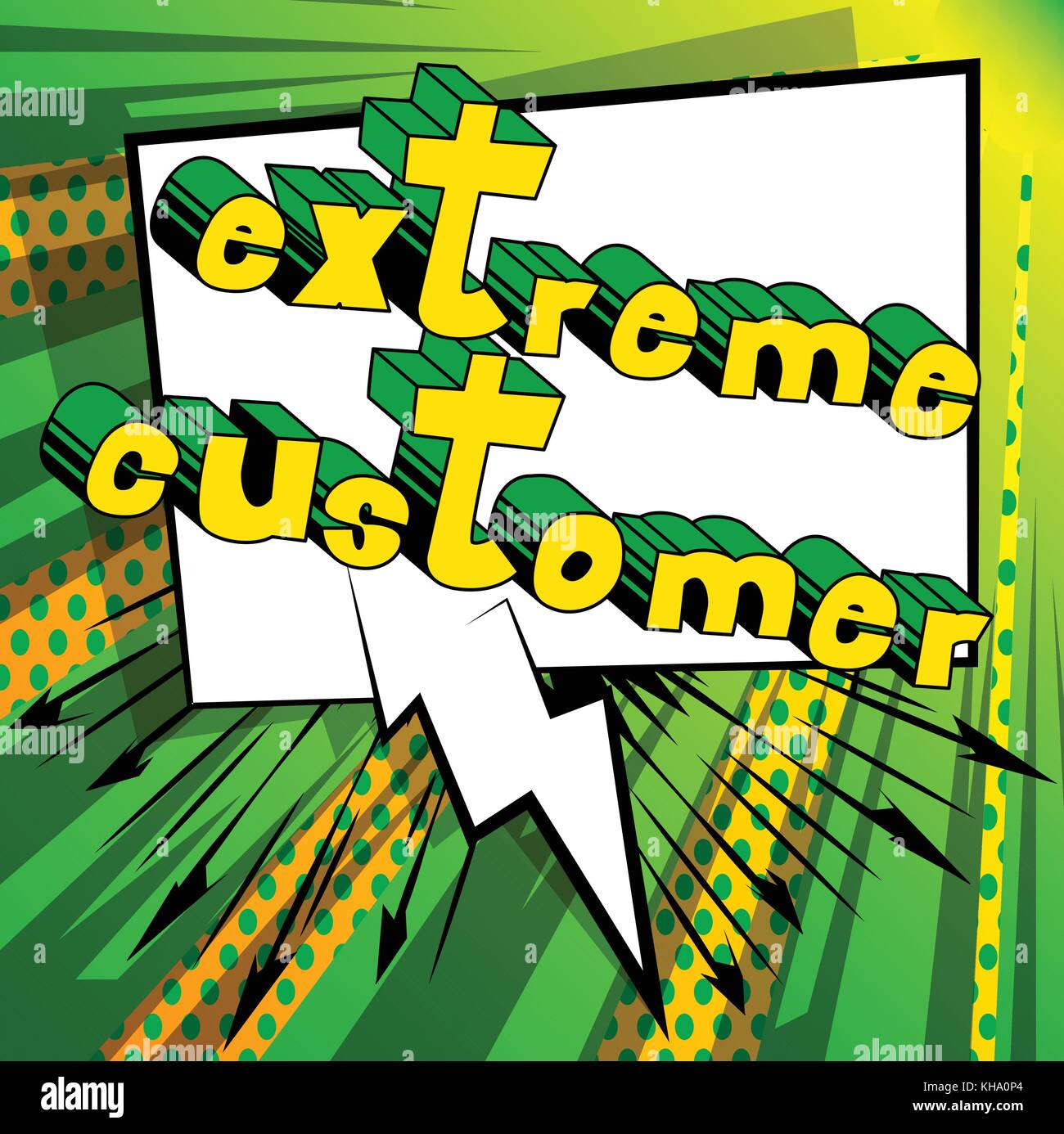 Extreme Customer - Comic book style word on abstract background Stock ...
