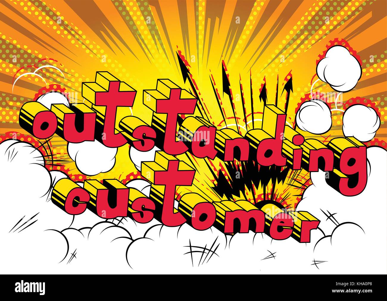 Outstanding Customer - Comic book style word on abstract background ...