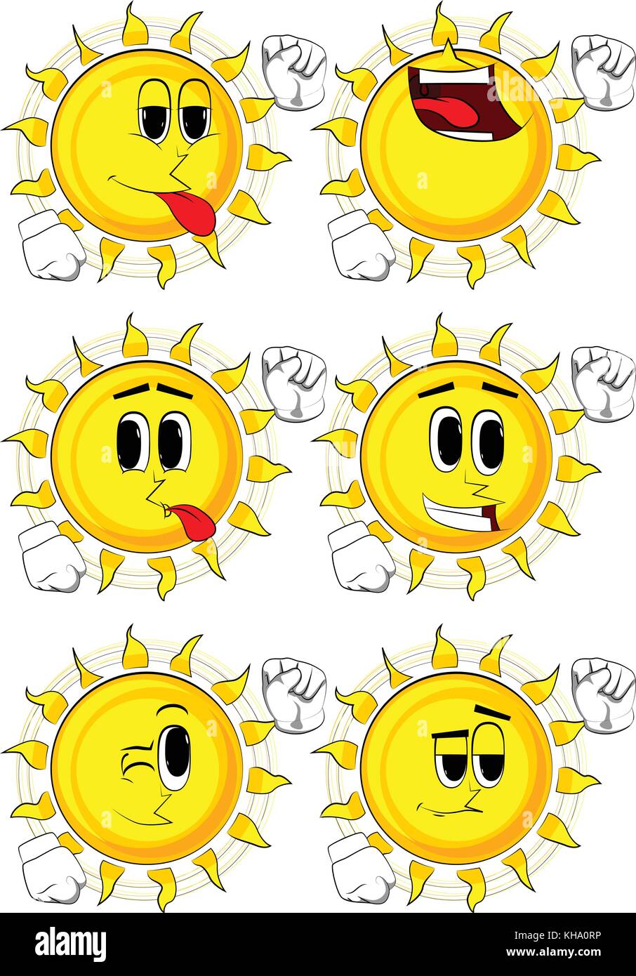 Cartoon sun making power to the people fist gesture. Collection with ...