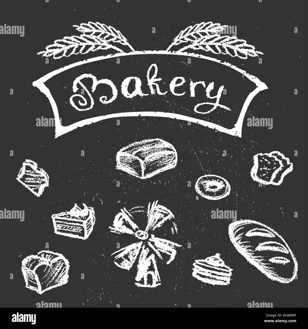 Bakery set,chalk style hand drawn design,vector illustration Stock ...