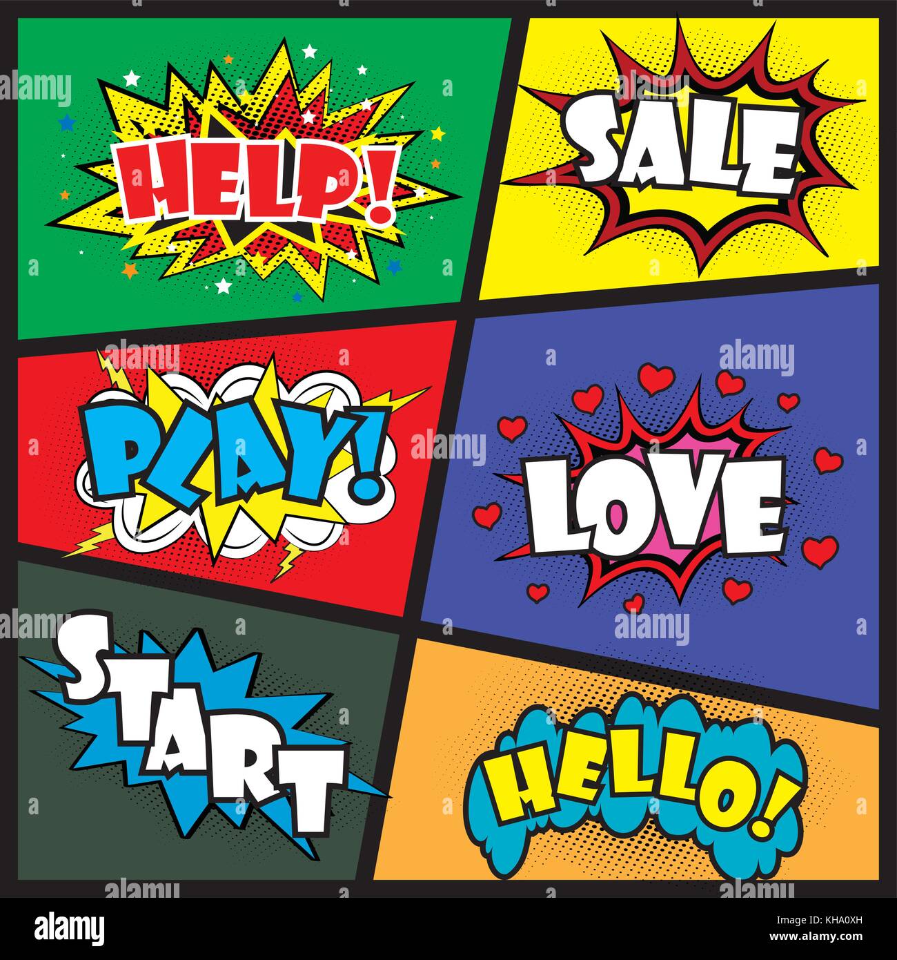 Comic art speech bubble with expressions stickers set,stock vector ...
