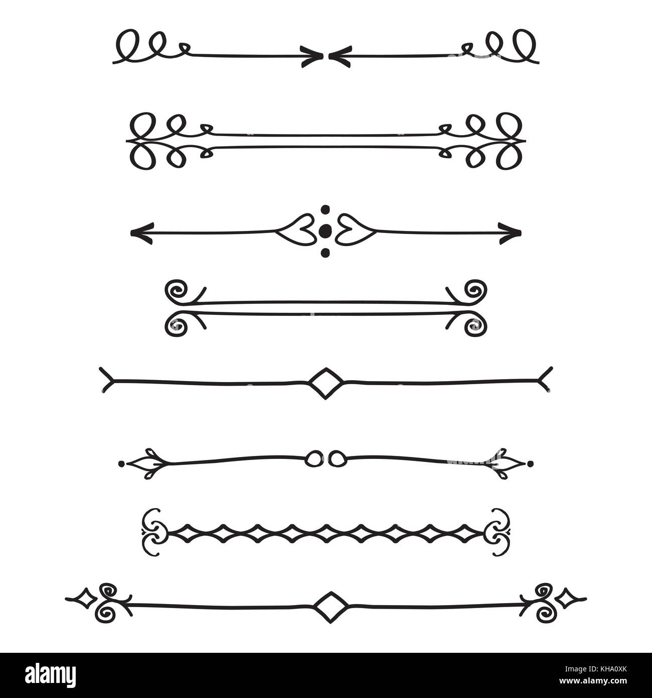 set of calligraphic design elements and page decor, dividers isolated ...