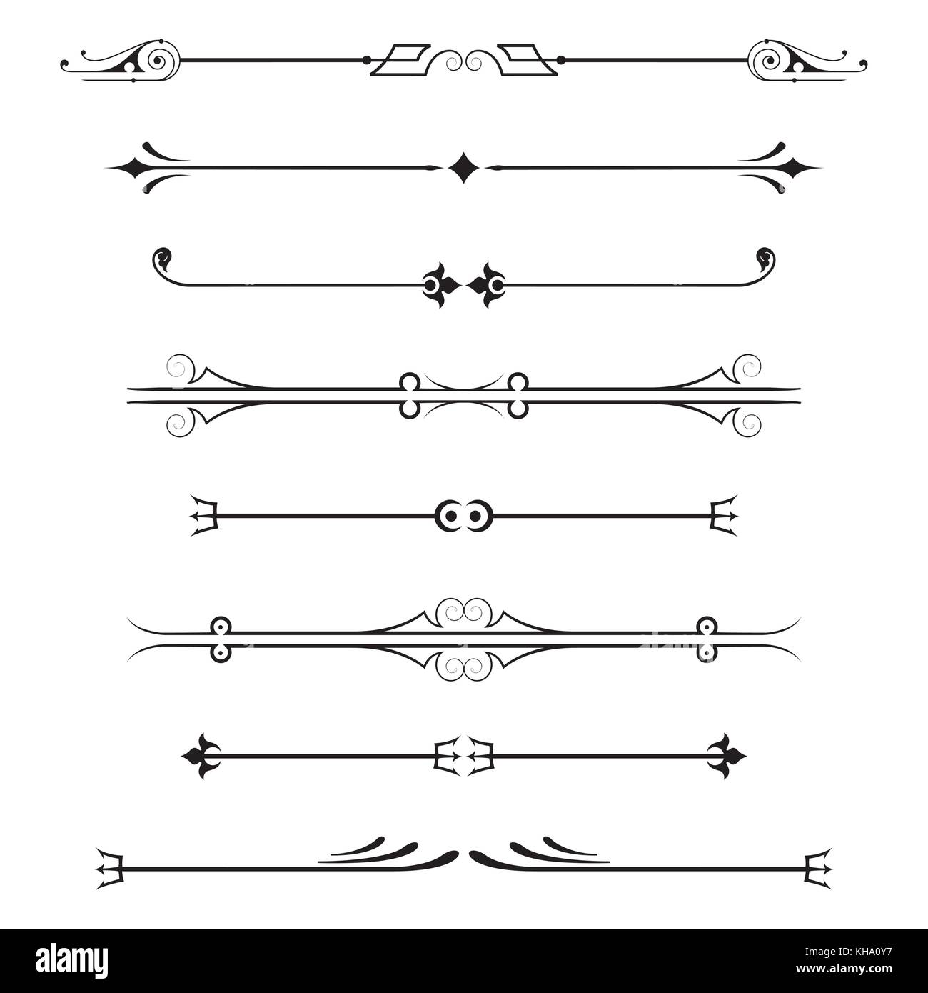 set of calligraphic design elements and page decor, dividers isolated ...