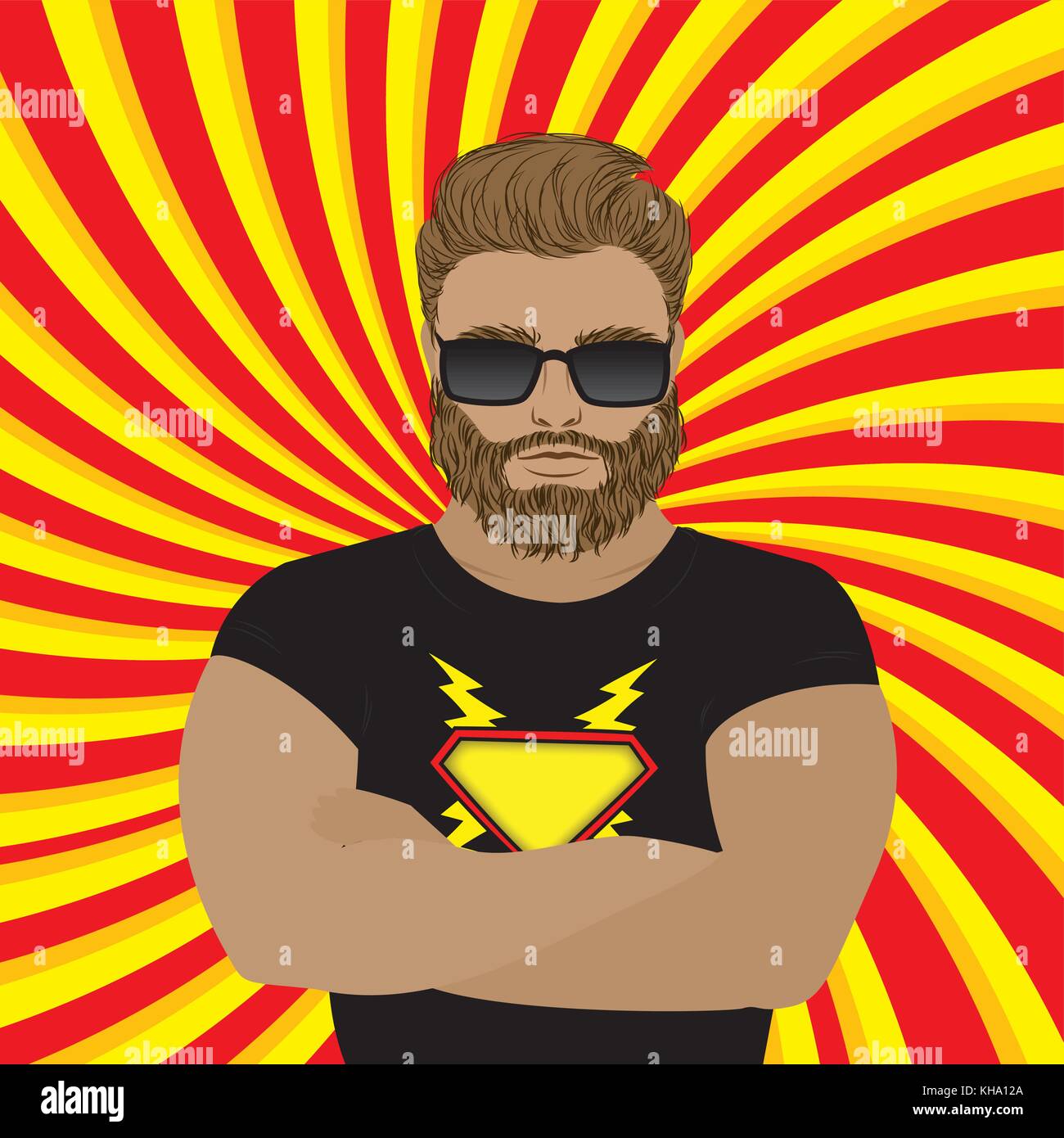 Bearded super hero Stock Vector Images - Alamy