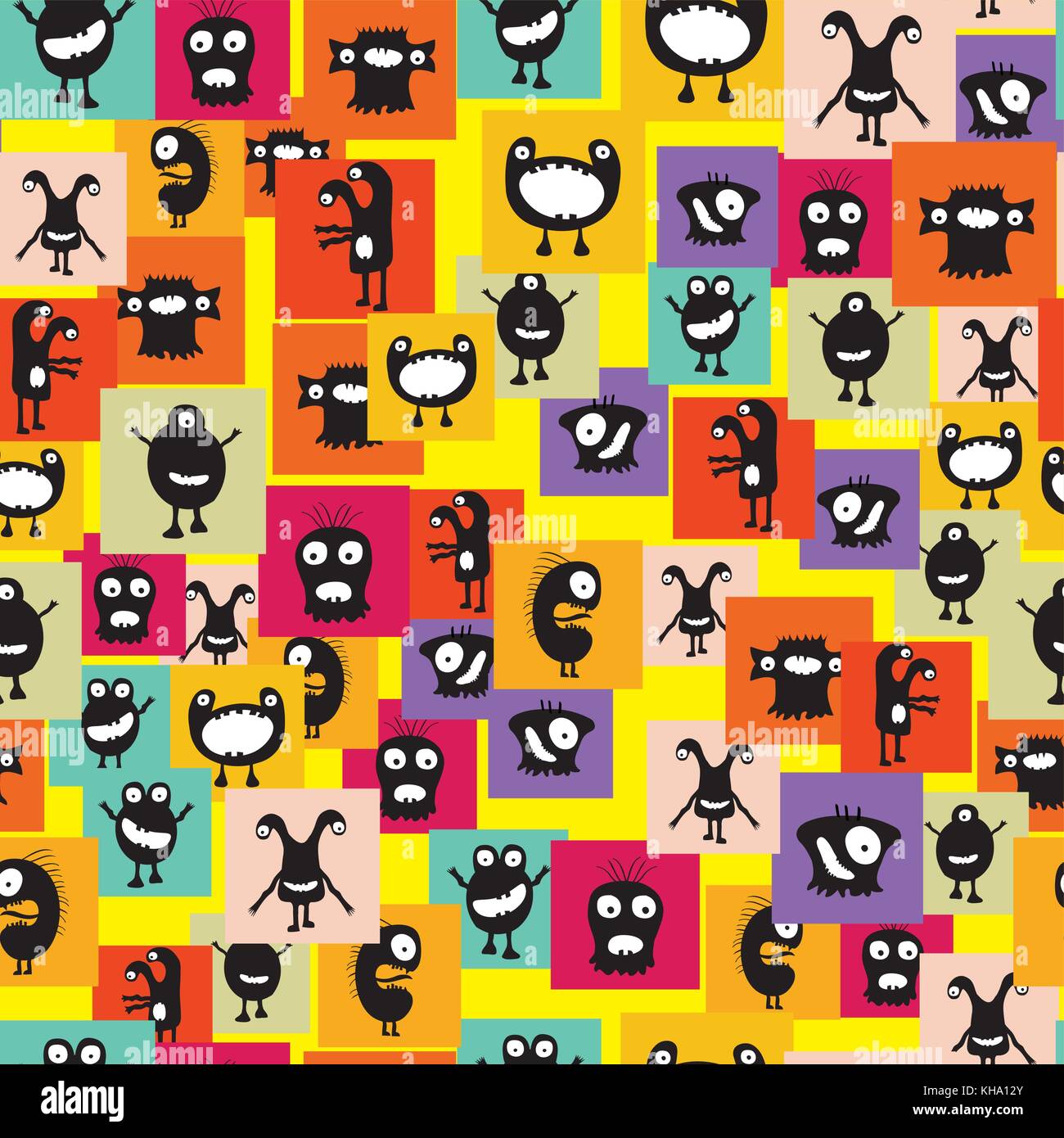 Funny and crazy monsters seamless pattern,stock vector illustration ...