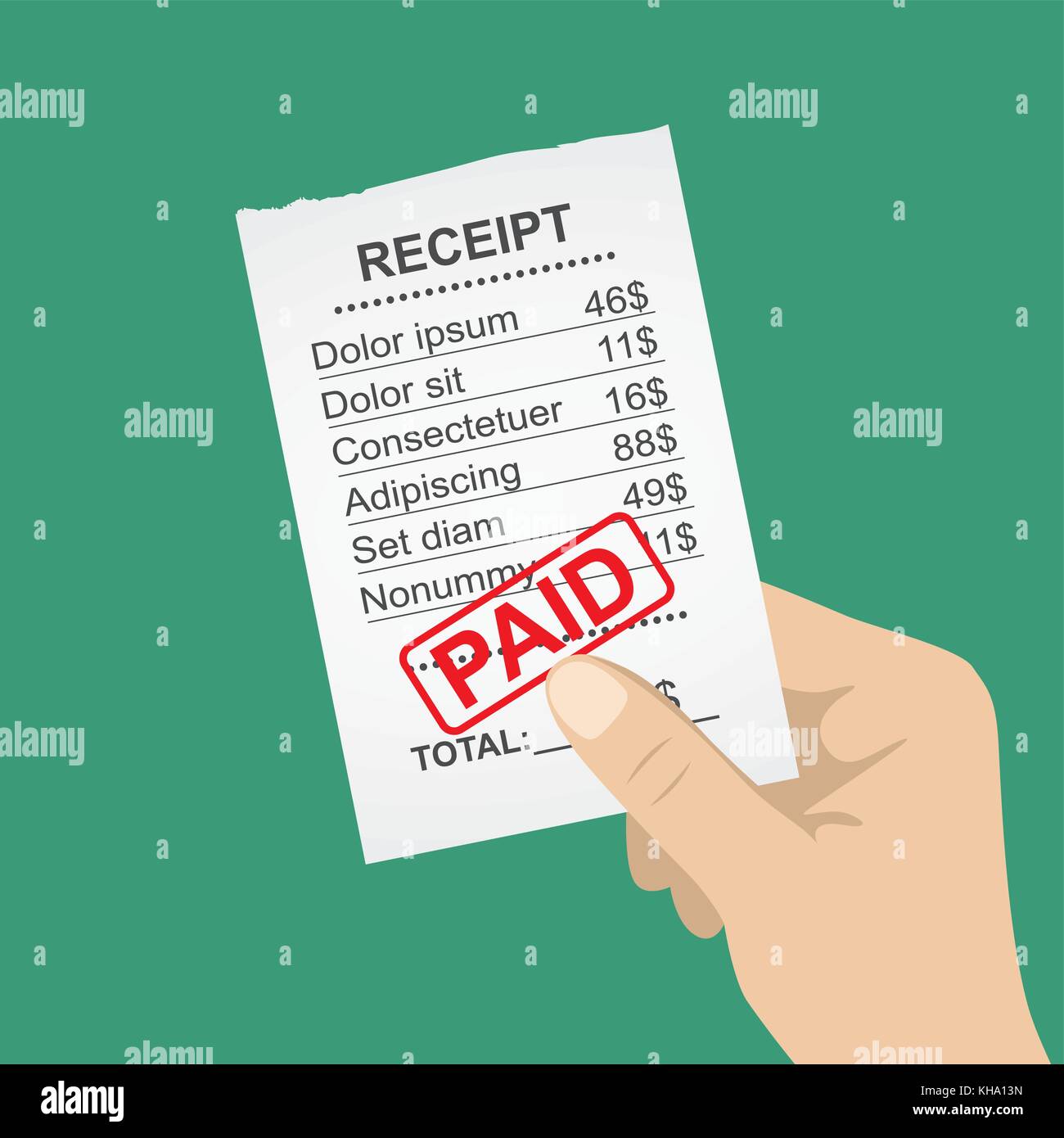 Hand holding blank receipt,flat vector illustration Stock Vector Image ...