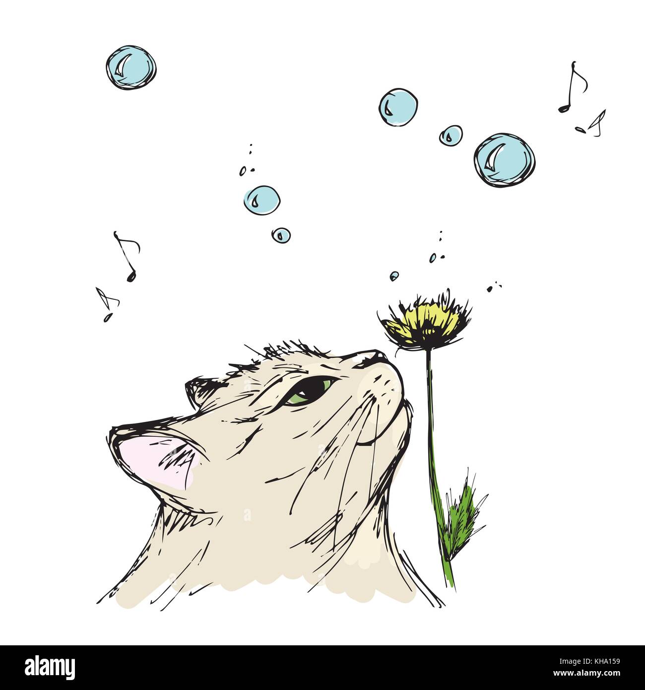 Kitten white background flower Stock Vector Images - Alamy