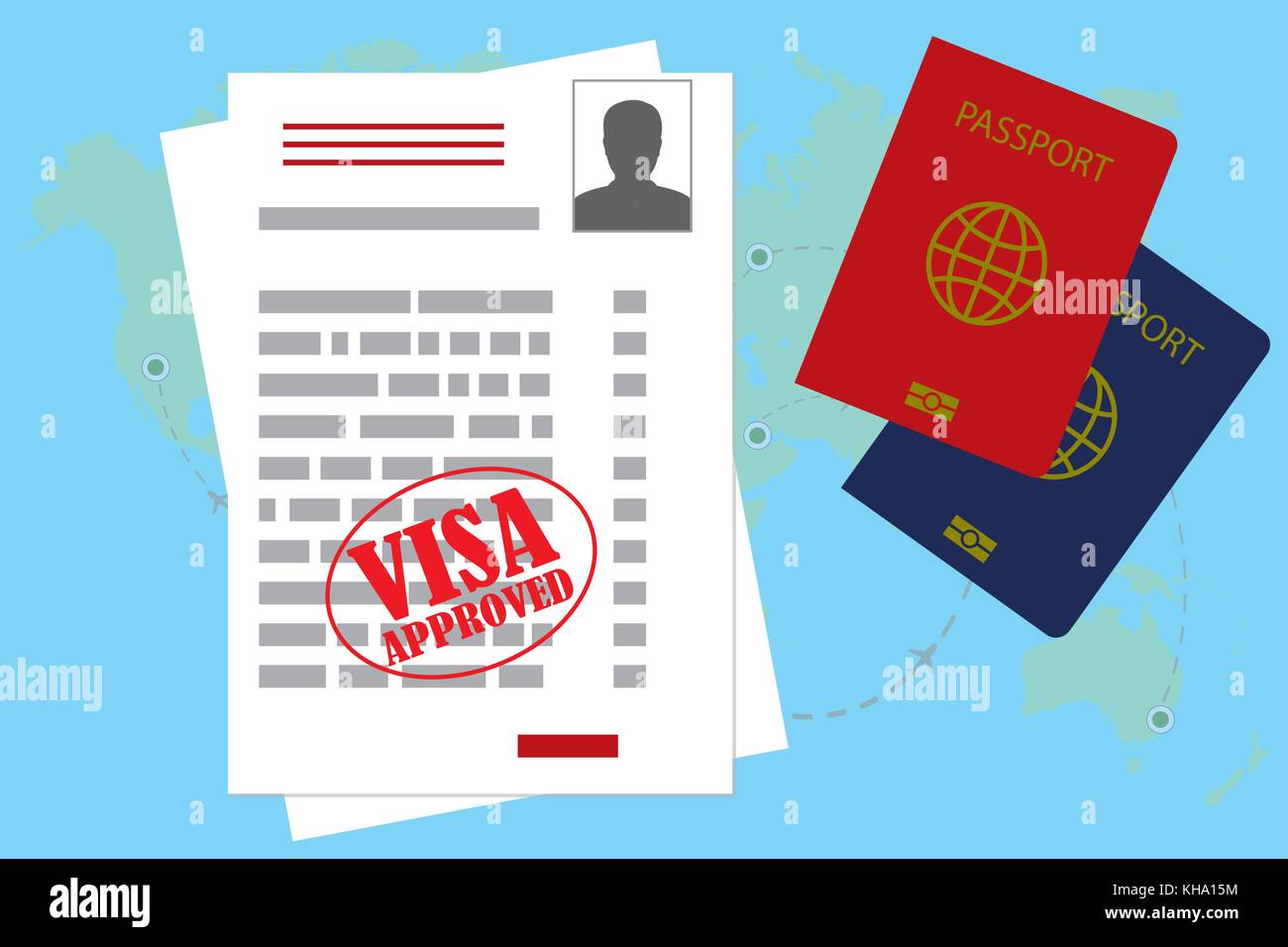 visa approved blank or work permit and passport Stock Vector Image ...