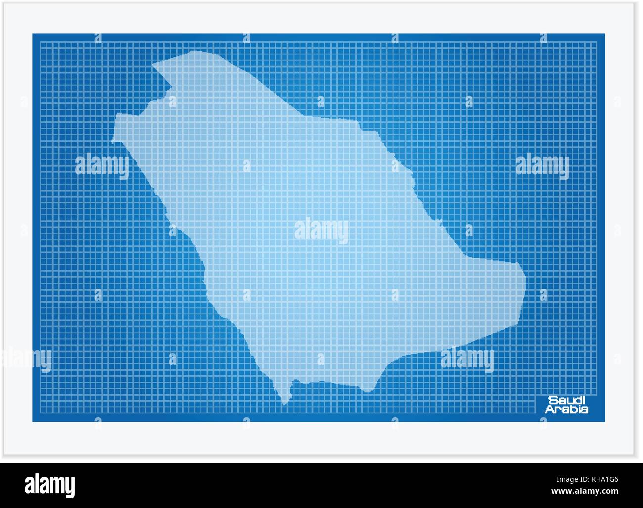 Saudi Arabia on blueprint on a white background Stock Vector Image ...