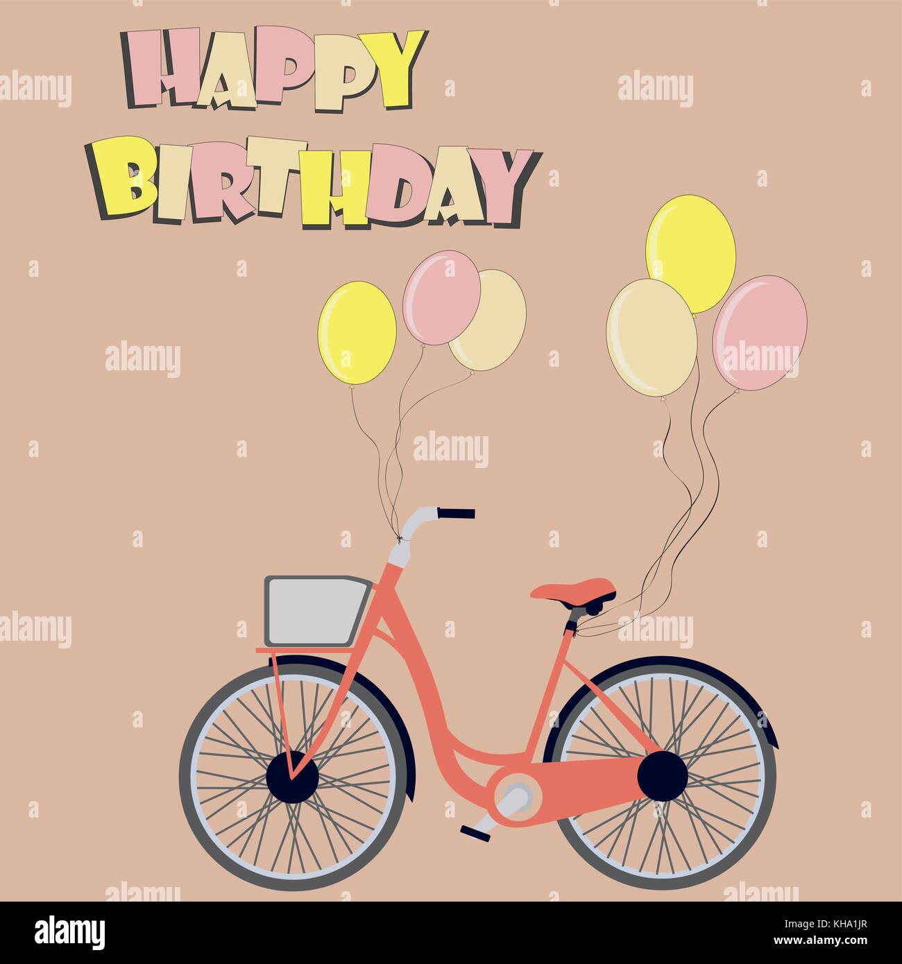greeting card with cute bike. vector illustration Stock Vector Image ...