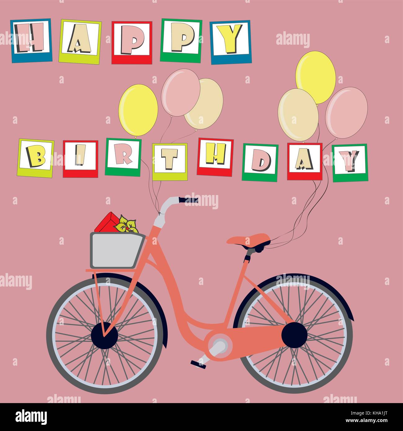 greeting card with cute bike. vector illustration Stock Vector Image ...