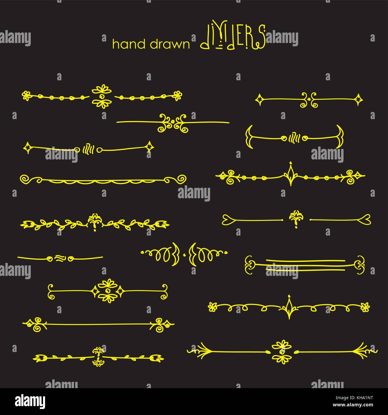 Hand drawn vector dividers, line border set and design element, vector ...